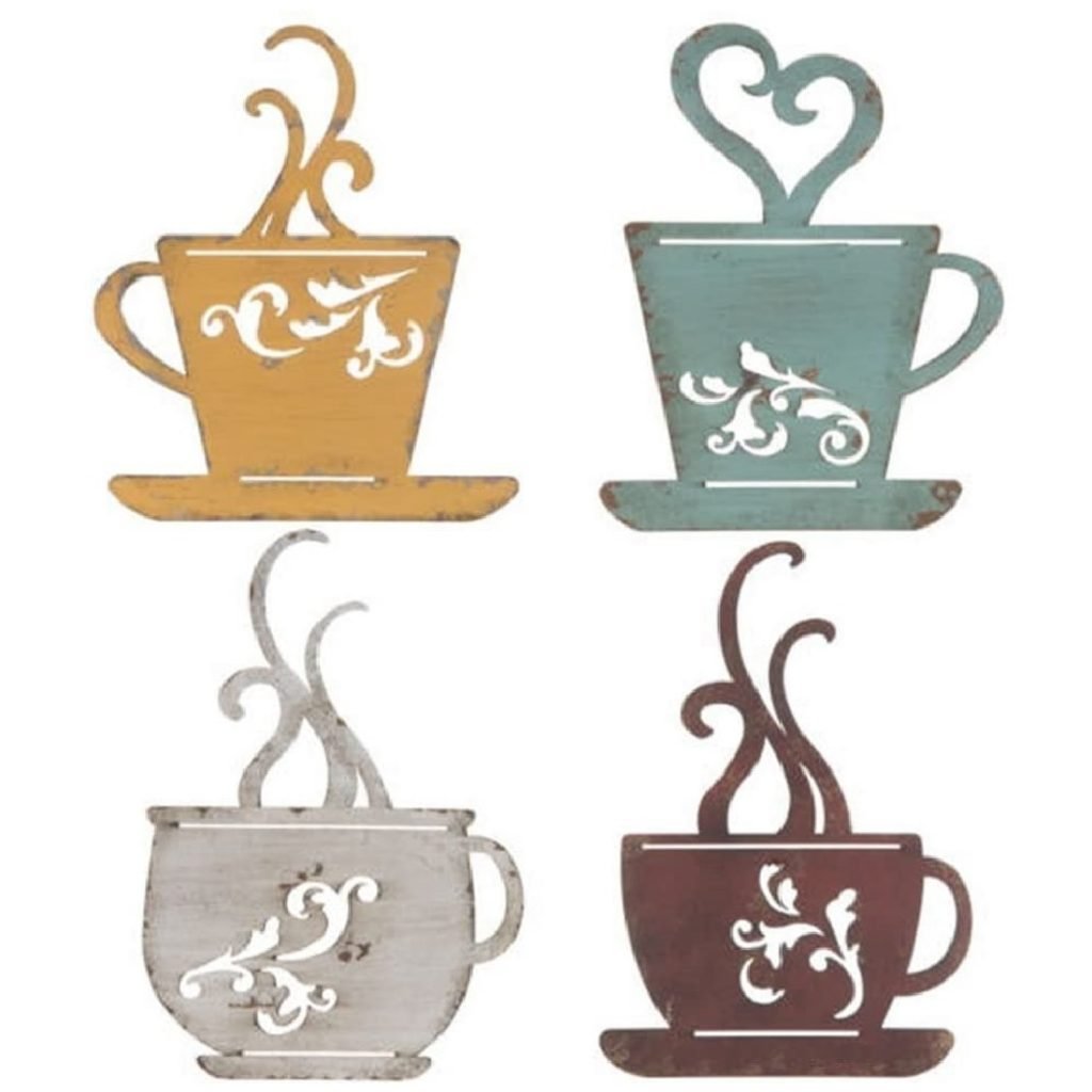 CraftyCrocodile Metal Coffee Cups Wall Decor, set of 4 - Crafty Crocodile