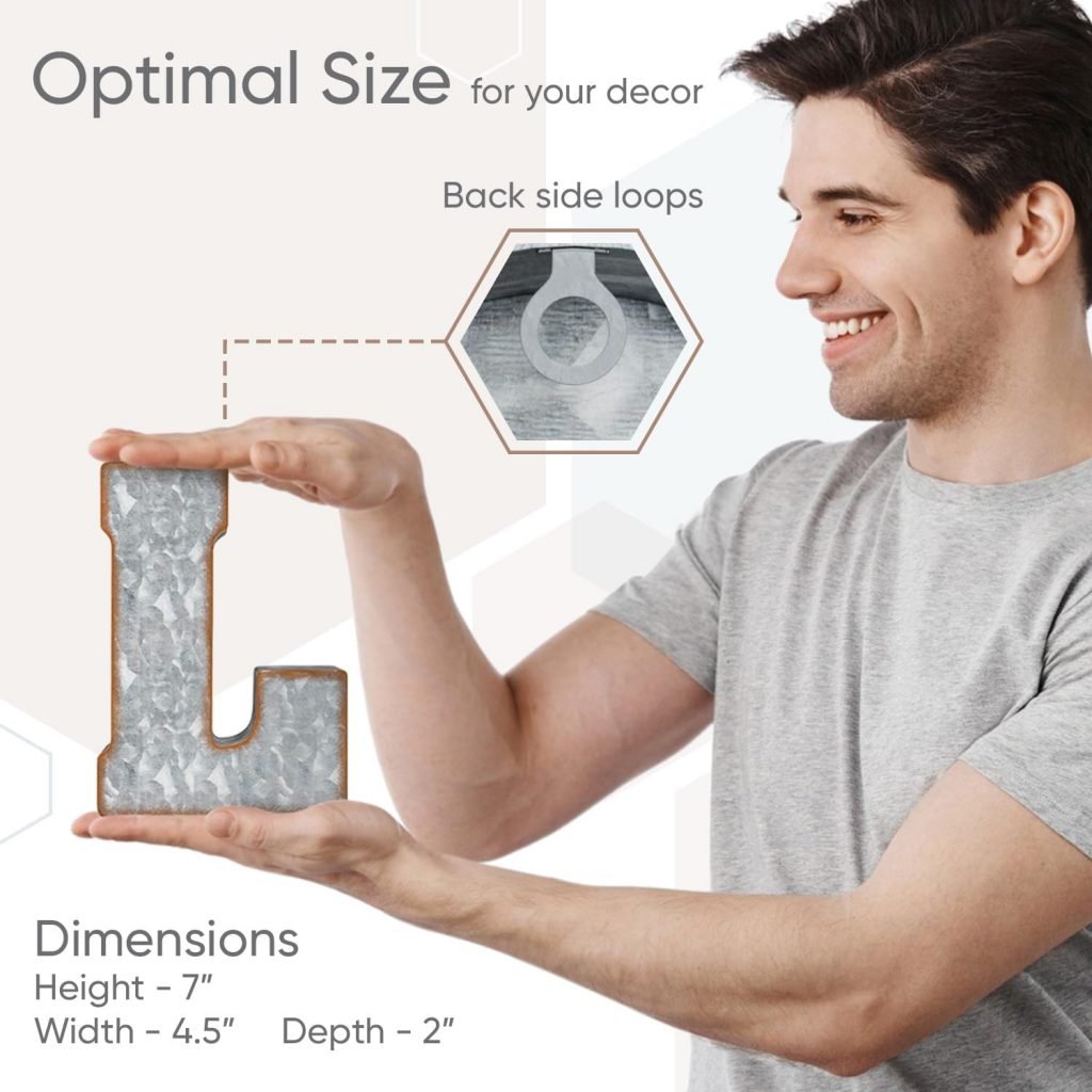 Galvanized Metal 3D Letter L - Crafty Crocodile