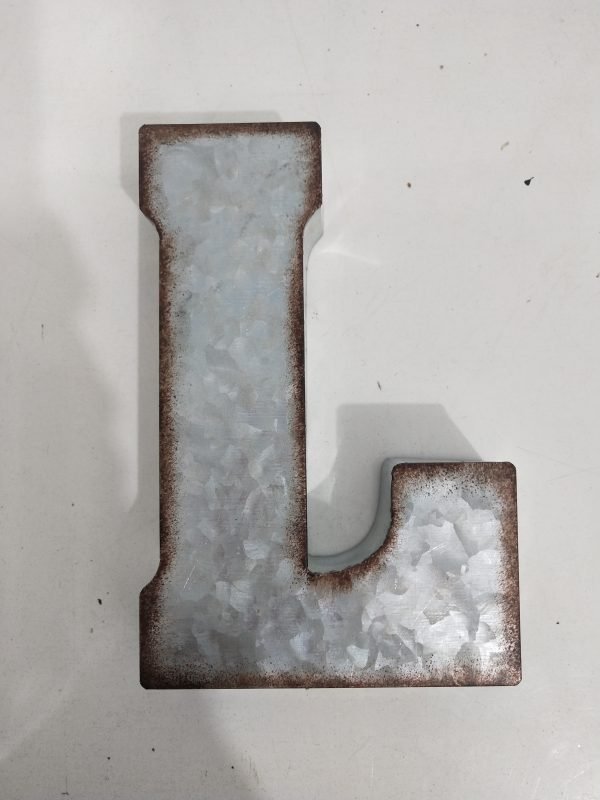 CraftyCrocodile Galvanized Metal L Letter - Crafty Crocodile