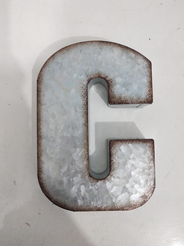 CraftyCrocodile Galvanized Metal C Letter - Crafty Crocodile