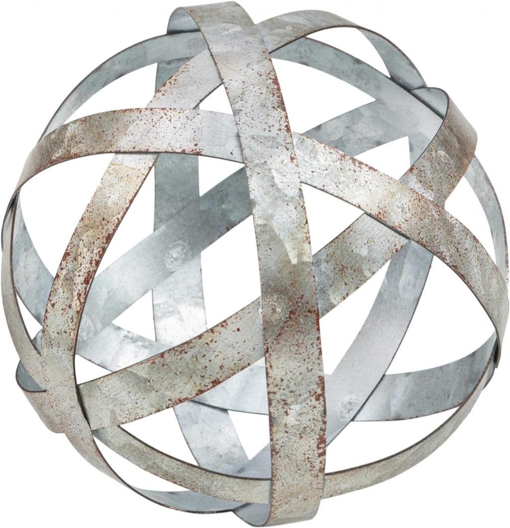 Small Galvanized Metal Band Decorative Sphere - Crafty Crocodile