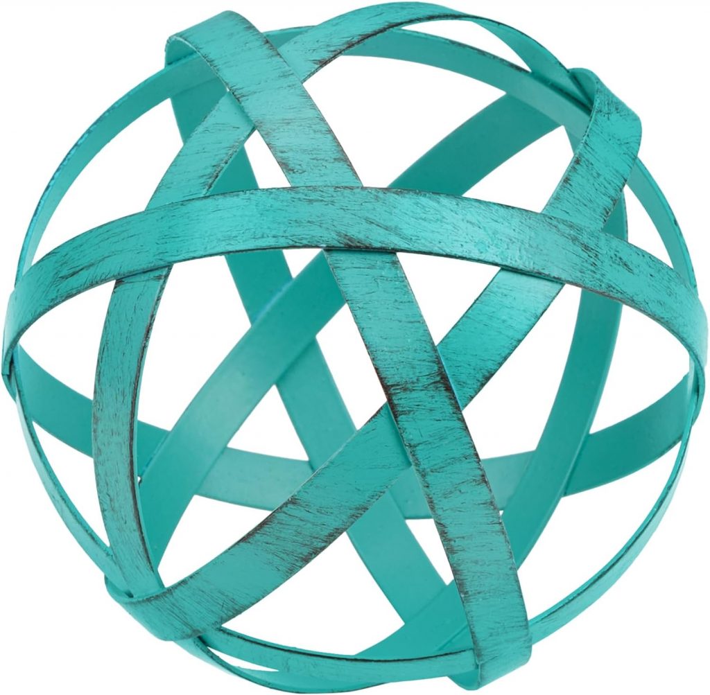 Distressed Teal Metal Decorative Sphere - Crafty Crocodile