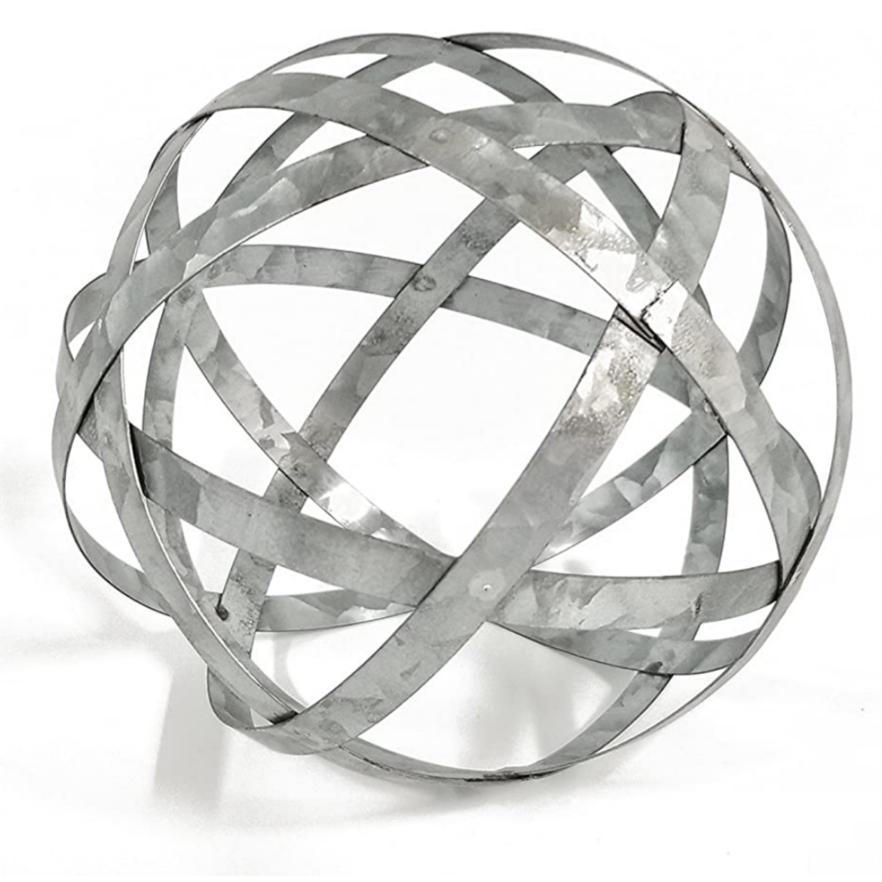 Medium Galvanized Metal Band Decorative Sphere - Crafty Crocodile