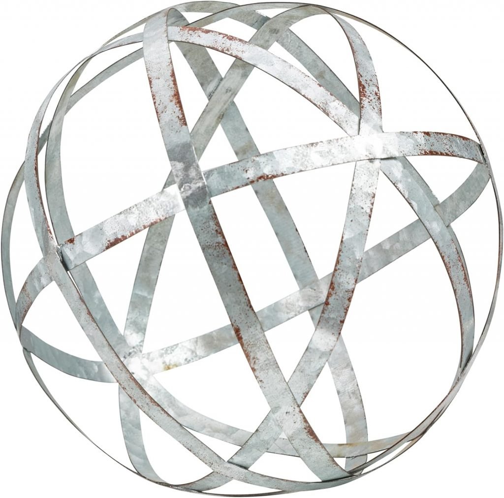 Large Galvanized Metal Band Decorative Sphere - Crafty Crocodile