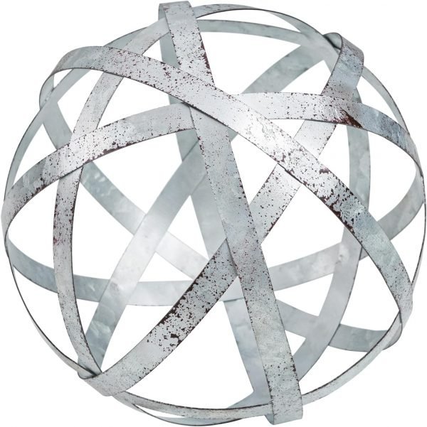 Medium Galvanized Metal Band Decorative Sphere - Crafty Crocodile