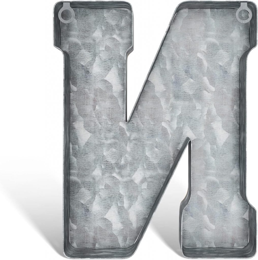 Galvanized Metal 3D Letter N - Crafty Crocodile