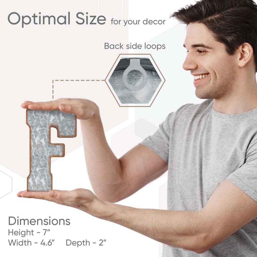 Galvanized Metal 3D Letter F - Crafty Crocodile