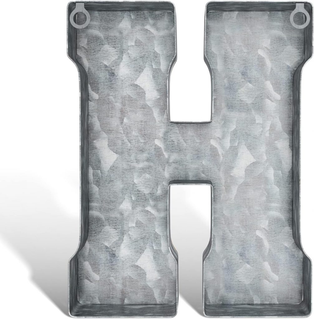 Galvanized Metal 3D Letter H - Crafty Crocodile