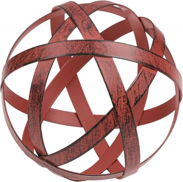 Distressed Red Metal Decorative Sphere - Crafty Crocodile