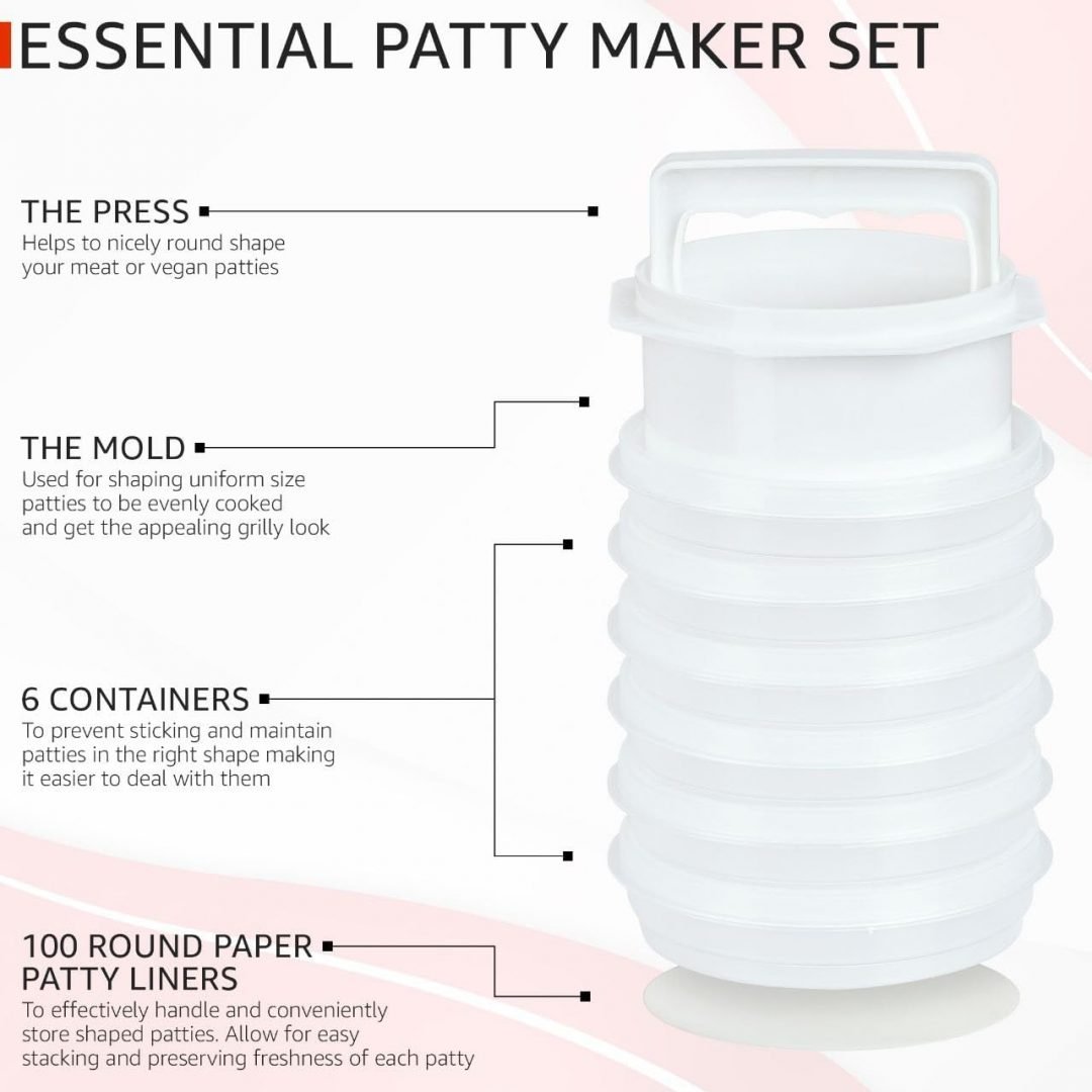 Mission Gallery Hamburger Press Patty Maker - 4 in1 Burger Mold Patty ...